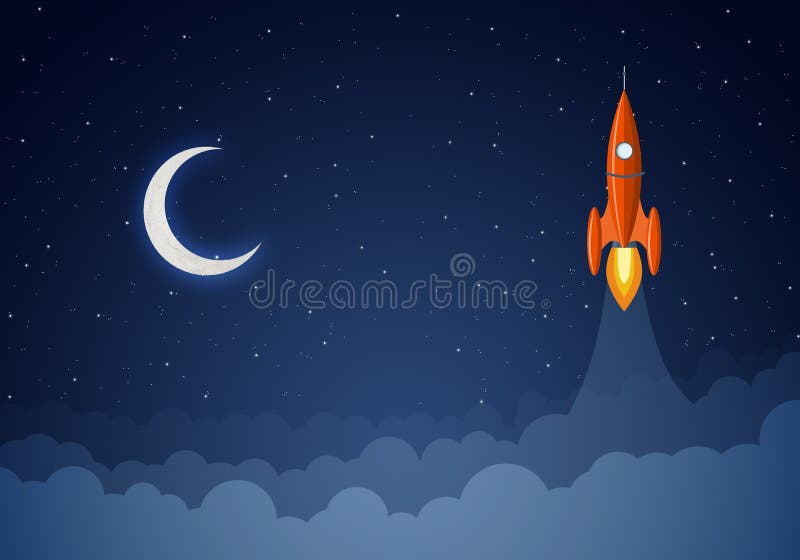 Rocket Takes Off into Outer Space Stock Photo - Image of idea, launch ...