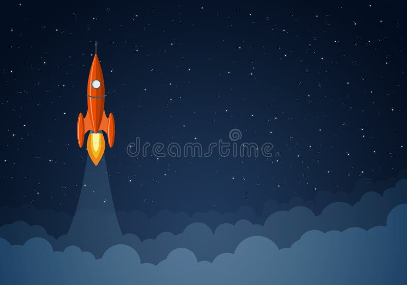 Rocket Takes Off into Outer Space Stock Photo - Image of symbol ...