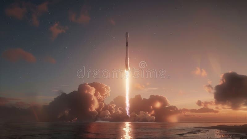 Rocket Launching into the Sky Stock Image - Image of aerospace, outer ...