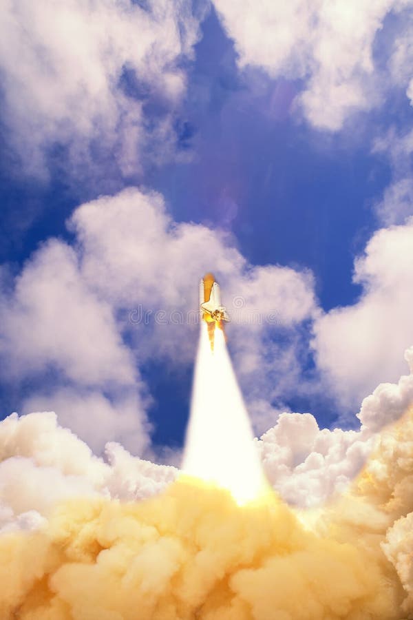 Rocket Takes Off into the Sky. the Elements of this Image Furnished by ...
