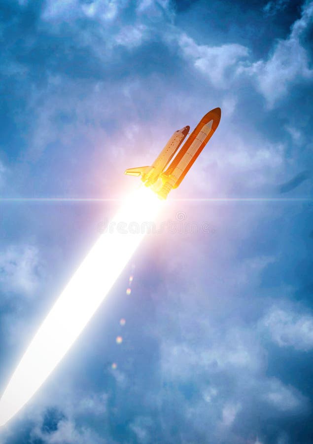 Rocket Takes Off into the Sky. the Elements of this Image Furnished by ...