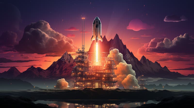 Rocket taking off stock illustration. Illustration of launch - 303172446