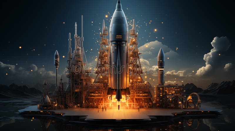 Rocket taking off stock illustration. Illustration of explorer - 303172449