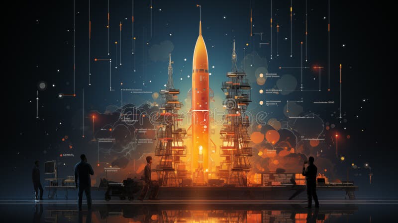 Rocket taking off stock illustration. Illustration of ship - 303172453