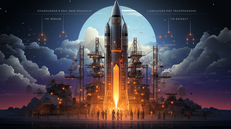 Rocket taking off stock illustration. Illustration of atlantis - 303172456