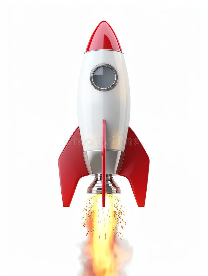 Rocket Taking Off Leaving Fire Behind and Presenting Important Message ...