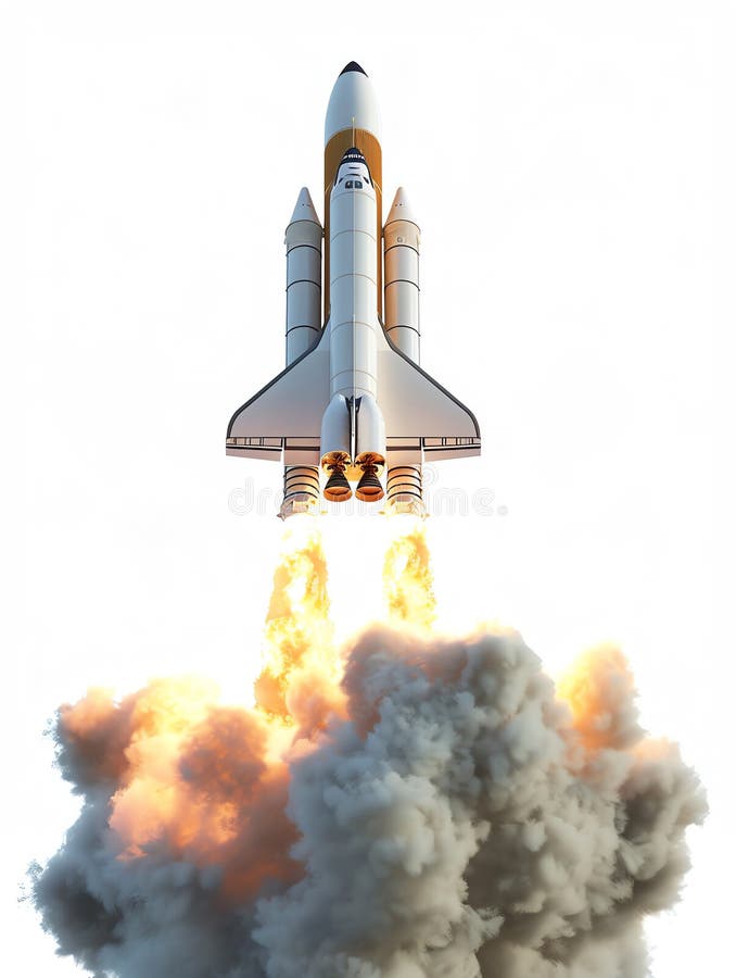 Rocket Taking Off Leaving Fire Behind and Presenting Important Message ...