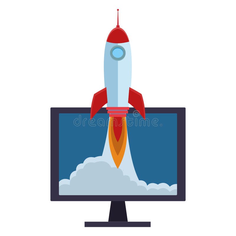 Rocket taking off cartoon stock vector. Illustration of exploration ...