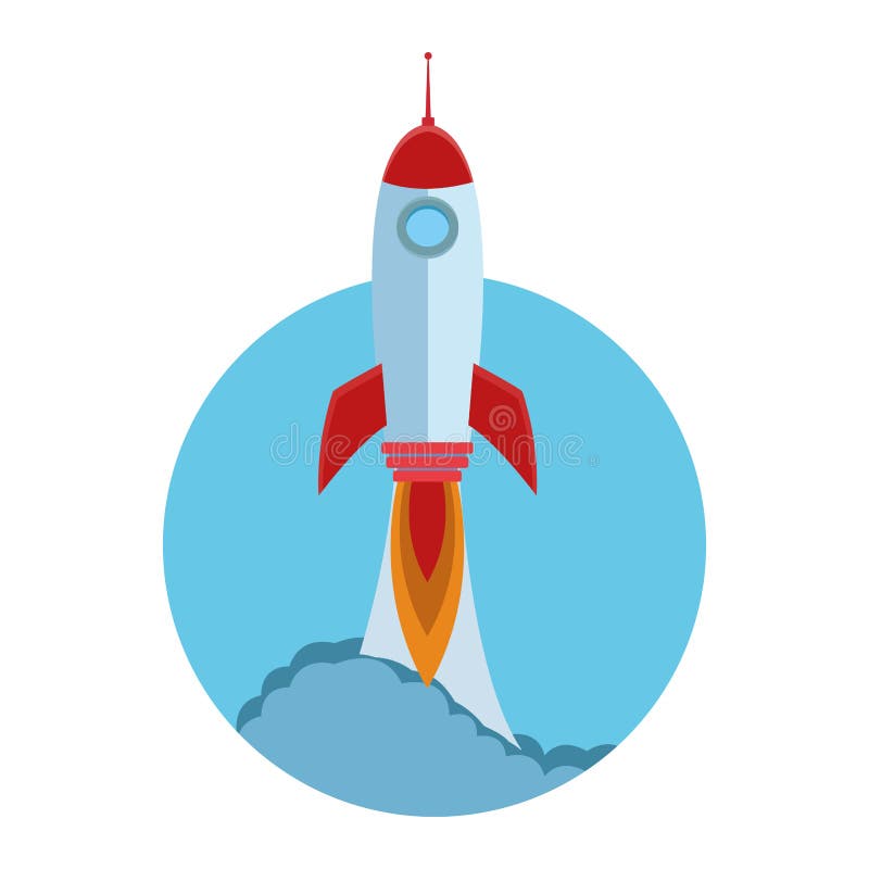 Rocket taking off cartoon stock vector. Illustration of galaxy - 138544467