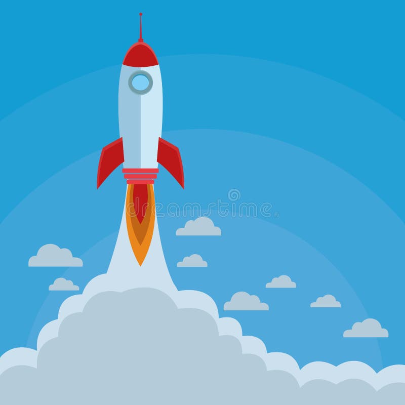 Rocket taking off cartoon stock vector. Illustration of exploration ...