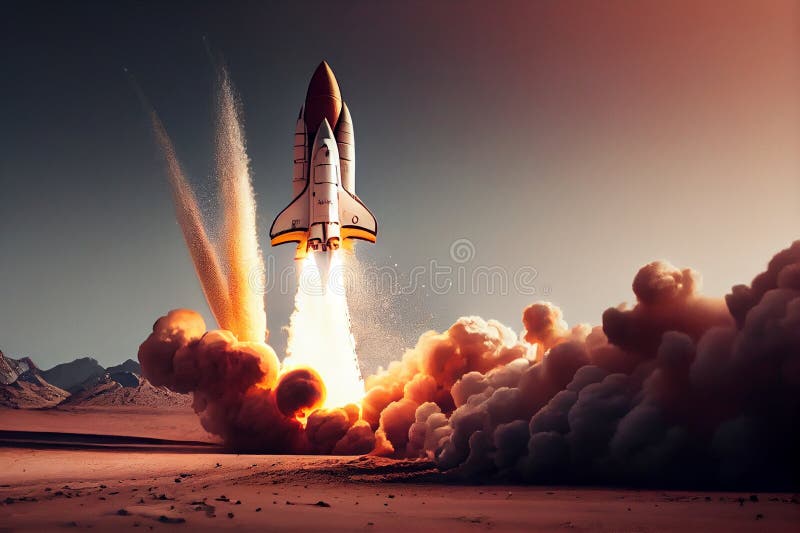 Rocket Taking Off and Flying with Copy Space.generative Ai Stock ...
