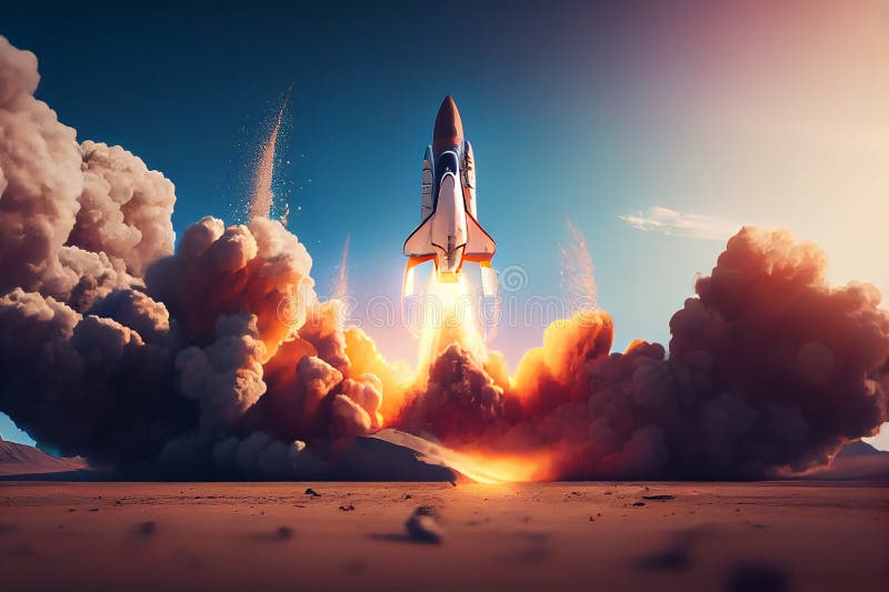 Rocket Taking Off and Flying with Copy Space.generative Ai Stock ...