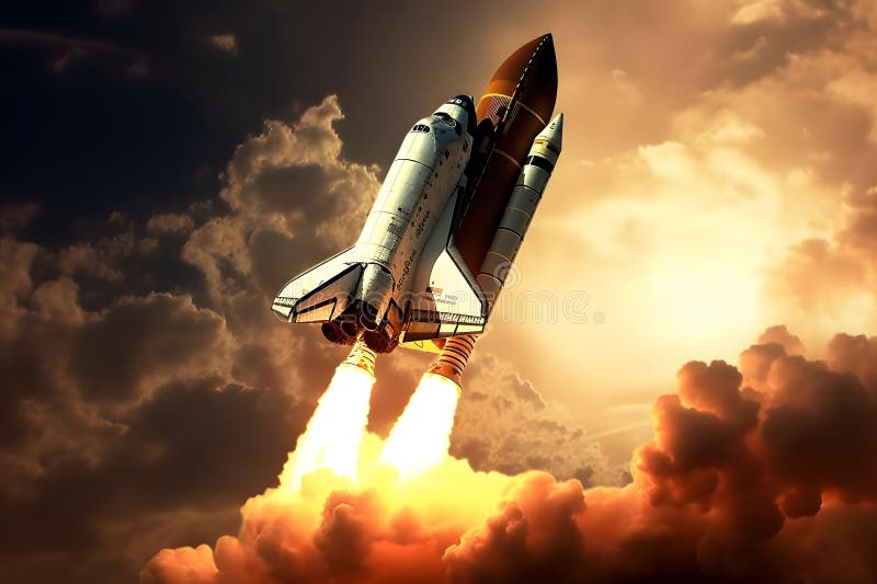 Rocket Taking Off and Flying Stock Illustration - Illustration of ...