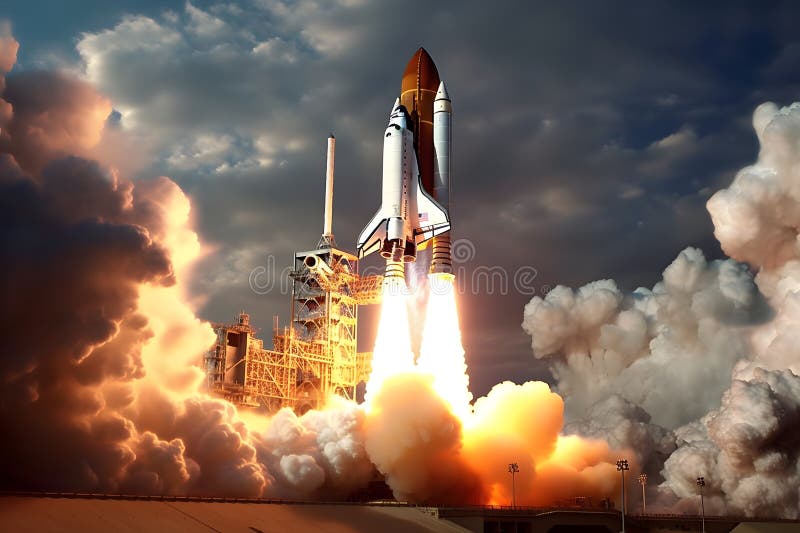 Rocket Taking Off and Flying Stock Illustration - Illustration of ...