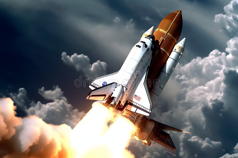 Rocket Taking Off and Flying Stock Illustration - Illustration of ...
