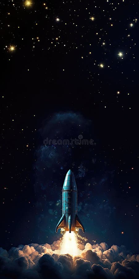 Rocket Taking Off. Illustration Stock Illustration - Illustration of ...
