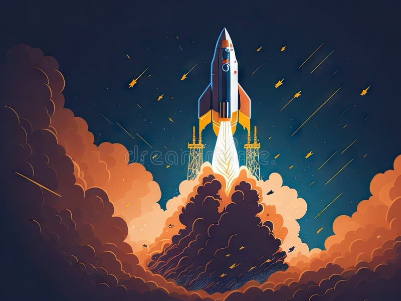 Rocket Taking Off Illustration Startup. Ai Generative Stock ...