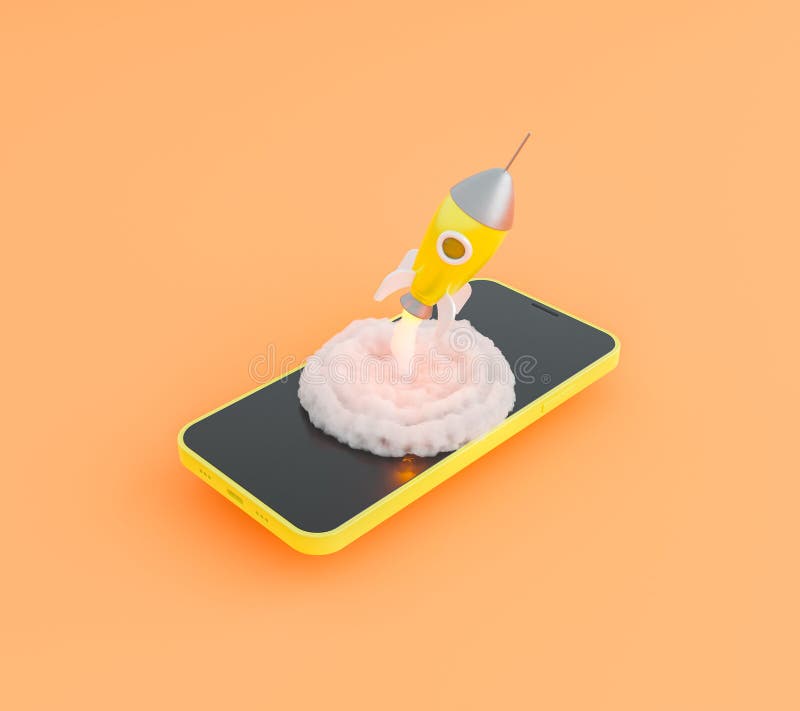 Rocket Taking Off from a Cell Phone Stock Illustration - Illustration ...