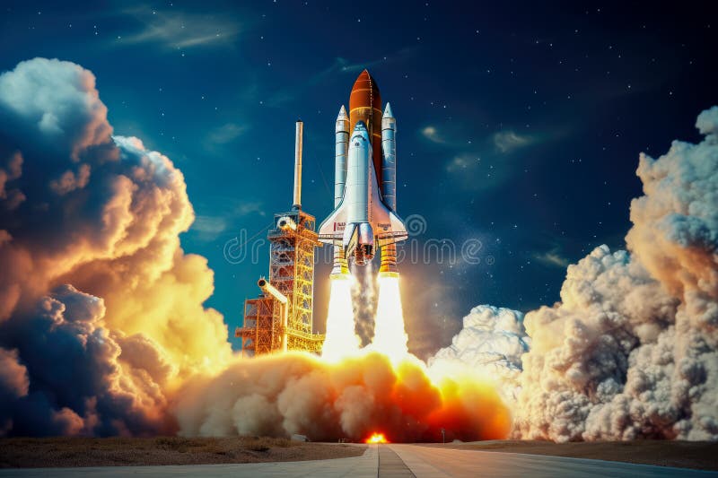 Rocket Taking Off into Space. Stock Illustration - Illustration of ...