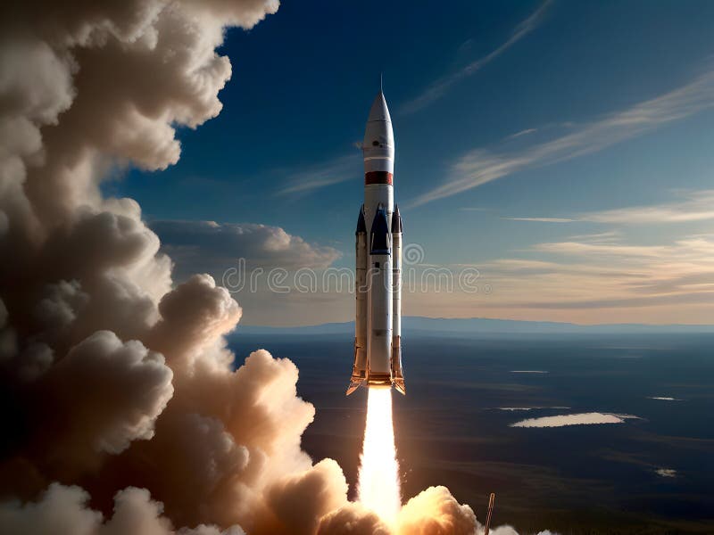 The Rocket Taking Off into Space Stock Photo - Image of space ...
