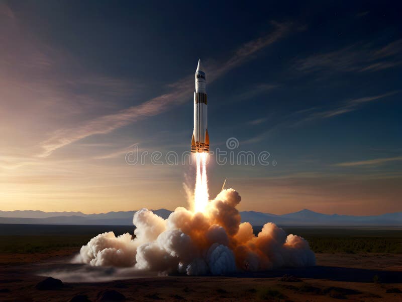 The Rocket Taking Off into Space Stock Image - Image of system, future ...