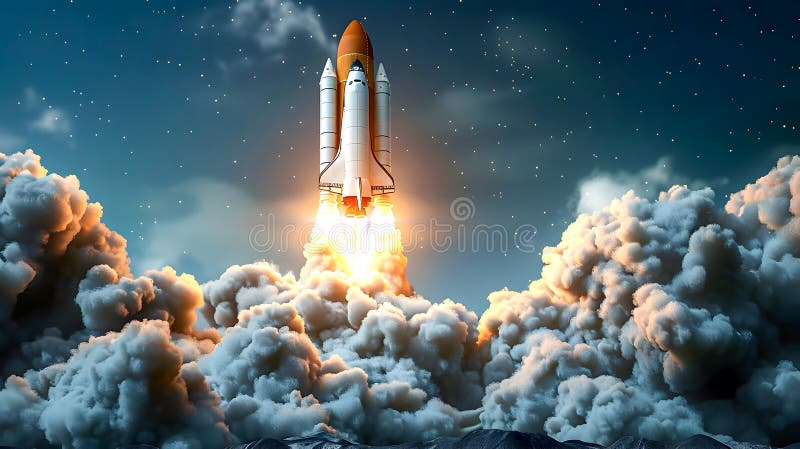 The Rocket Taking Off into Space Stock Photo - Image of launch ...