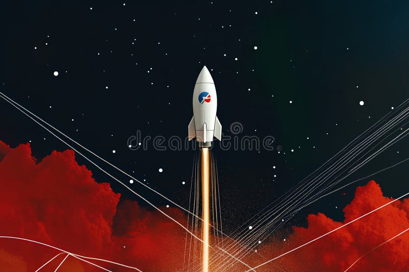 Rocket Taking Off into Space. 3D Rendering. Elements of this Image ...