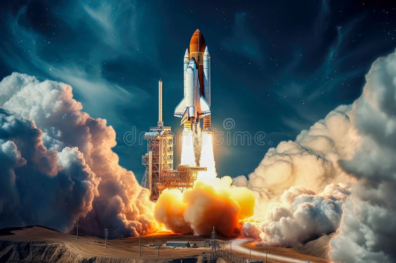 Rocket Taking Off into Space. Stock Image - Image of cosmos, carrier ...