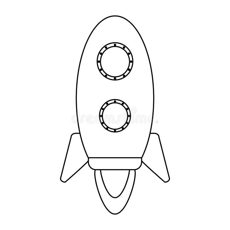 Rocket Taking Off Symbol Black and White Stock Vector - Illustration of ...