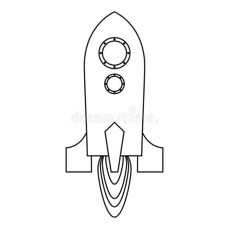 Rocket Taking Off Symbol Black and White Stock Vector - Illustration of ...