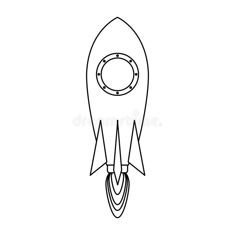 Rocket Taking Off Symbol Black and White Stock Vector - Illustration of ...