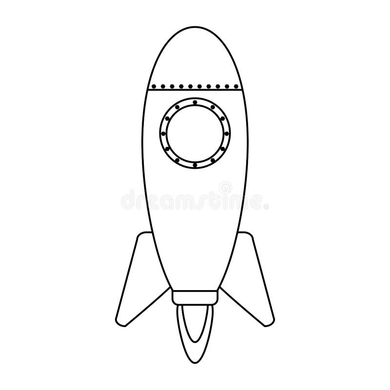 Rocket Taking Off Symbol Black and White Stock Vector - Illustration of ...