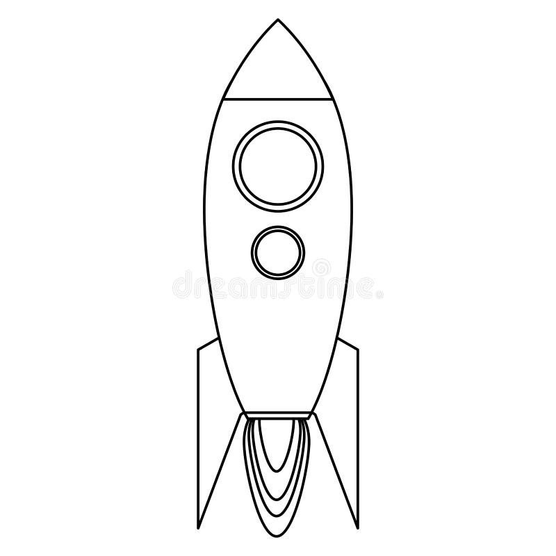 Rocket Taking Off Symbol Black and White Stock Vector - Illustration of ...
