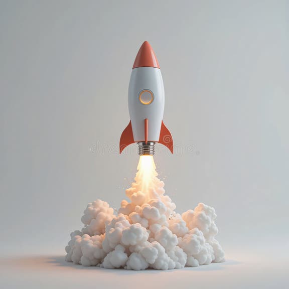 Rocket Launching with Smoke Stock Illustration - Illustration of ...