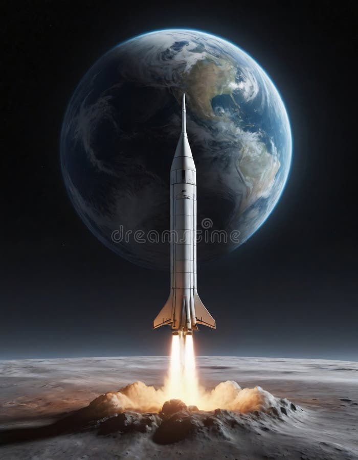 Rocket Taking Off from an Unknown Planet with the Globe in the ...