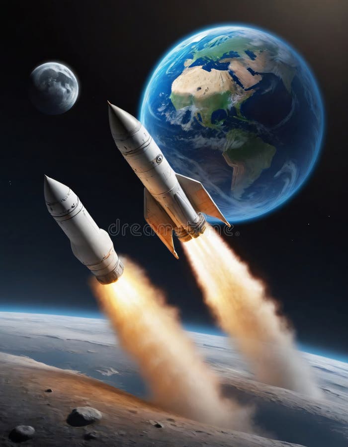 Rocket Taking Off from an Unknown Planet with the Globe in the ...