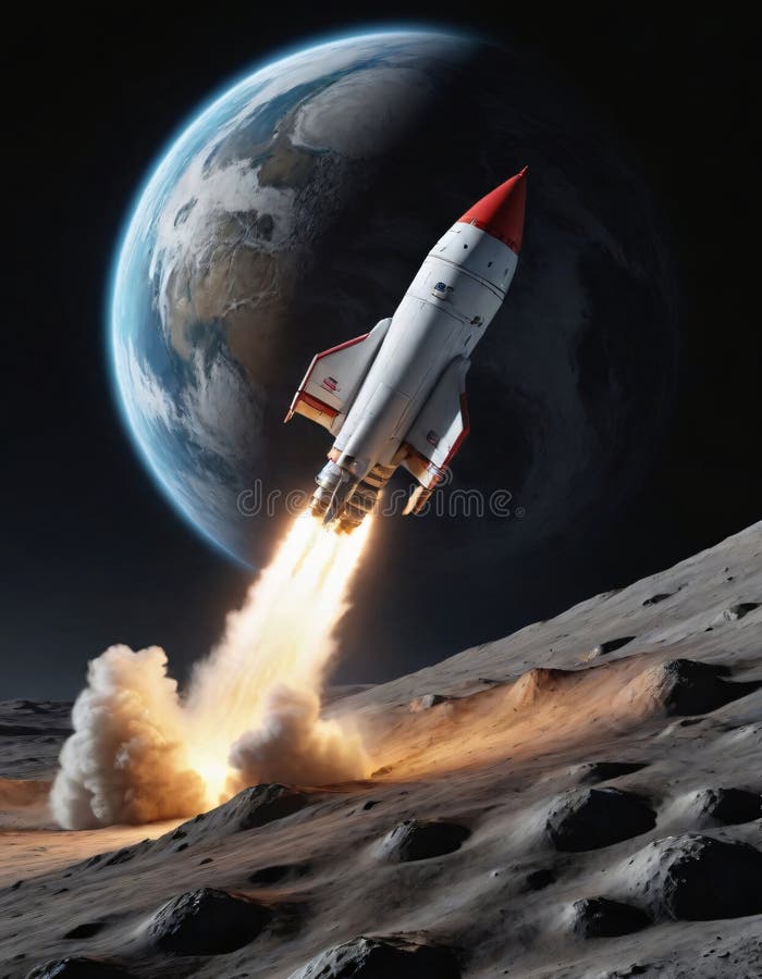 Rocket Taking Off from an Unknown Planet with the Globe in the ...