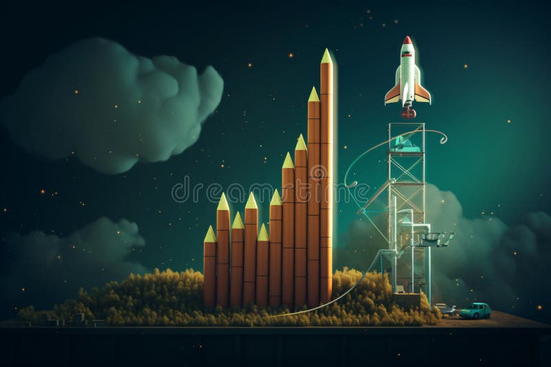 Rocket Taking Off. a Visual Metaphor for Success Stock Illustration ...