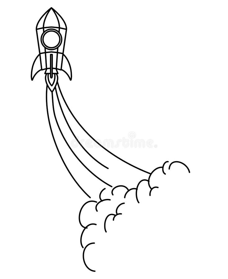 Rocket Taking Off in White Background Stock Vector - Illustration of ...