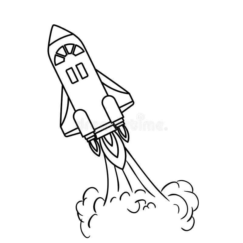 Rocket Taking Off in White Background Stock Vector - Illustration of ...