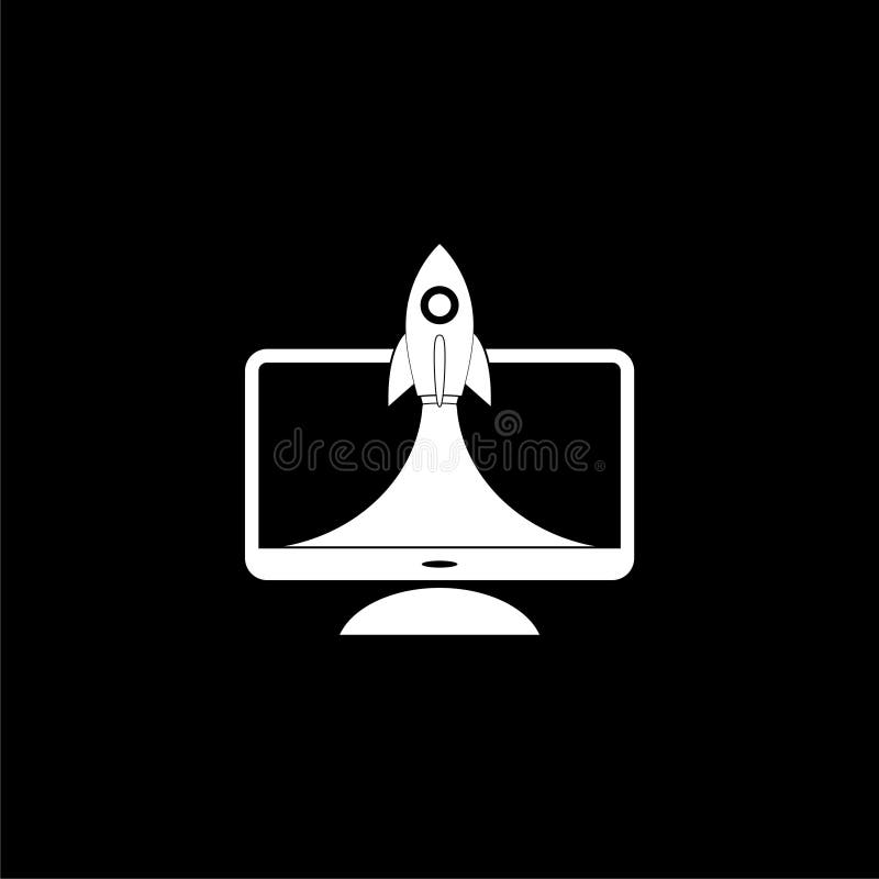 Rocket Tech Logo Design Isolated on Dark Background Stock Vector ...