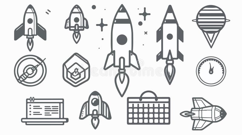 Rocket Themed Calendar Illustration for Creative Projects Stock ...