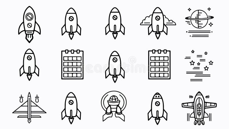 Rocket Themed Calendar Illustration for Creative Projects Stock Vector ...