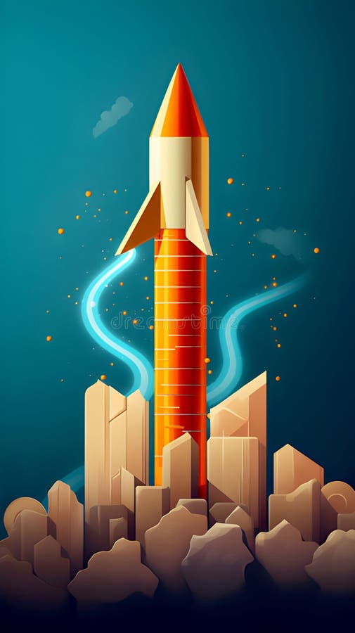 A Rocket is about To Take Off. Concept for Starting Business. Stock ...