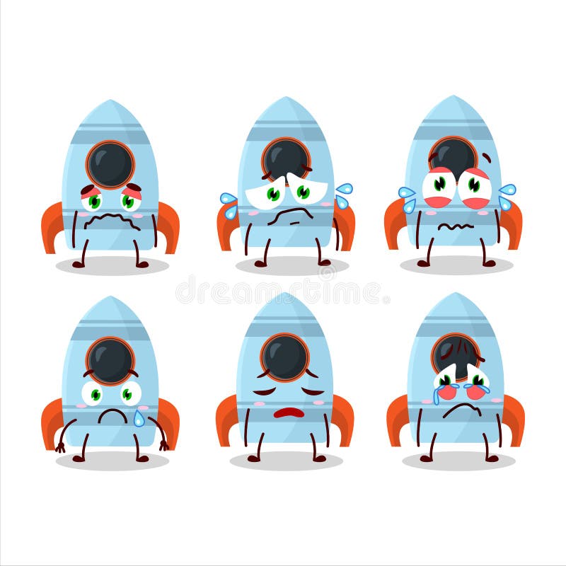 Rocket Toy Cartoon Character with Sad Expression Stock Vector ...