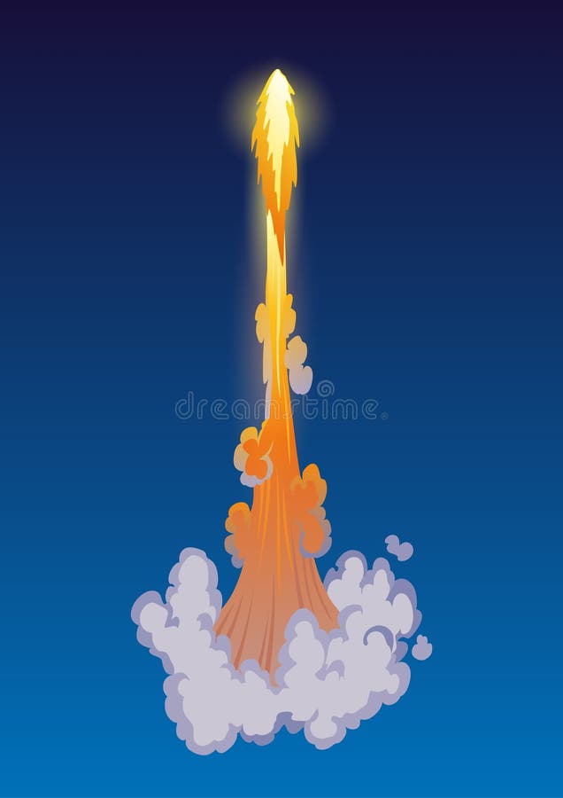 Rocket Trail Fire Smoke, Spaceship Launch with Clouds, Spaceflight ...