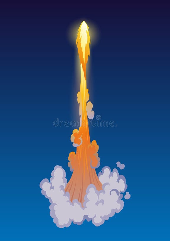 Rocket Trail Fire Smoke, Spaceship Launch with Clouds, Spaceflight ...