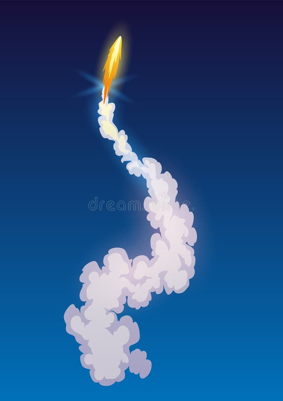 Rocket Trail Fire Smoke, Spaceship Launch with Clouds, Spaceflight ...