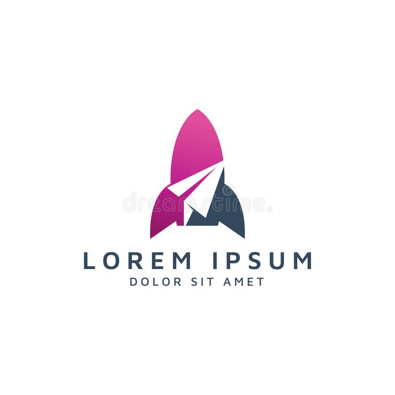 Rocket and Travel Negative Space Logo Design Stock Vector ...