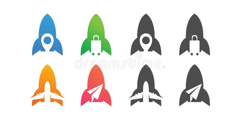 Rocket Travel Negative Space Logo Design Stock Vector - Illustration of ...